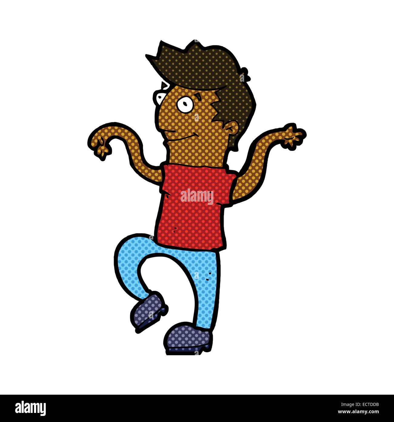 retro comic book style cartoon happy man doing funny dance Stock Vector ...