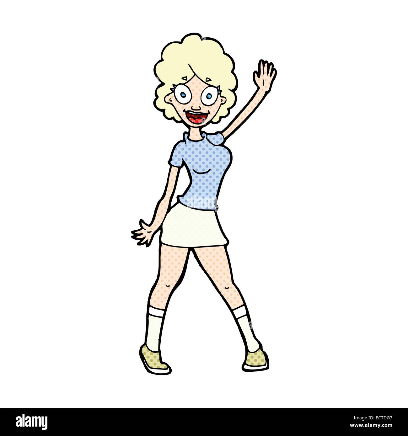 retro comic book style cartoon woman dancing Stock Vector Image & Art ...