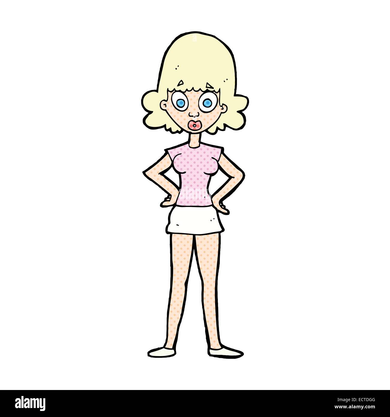 retro comic book style cartoon surprised woman Stock Vector Image & Art ...