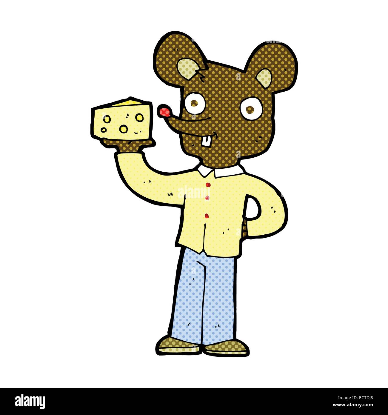 retro comic book style cartoon mouse holding cheese Stock Vector Image ...