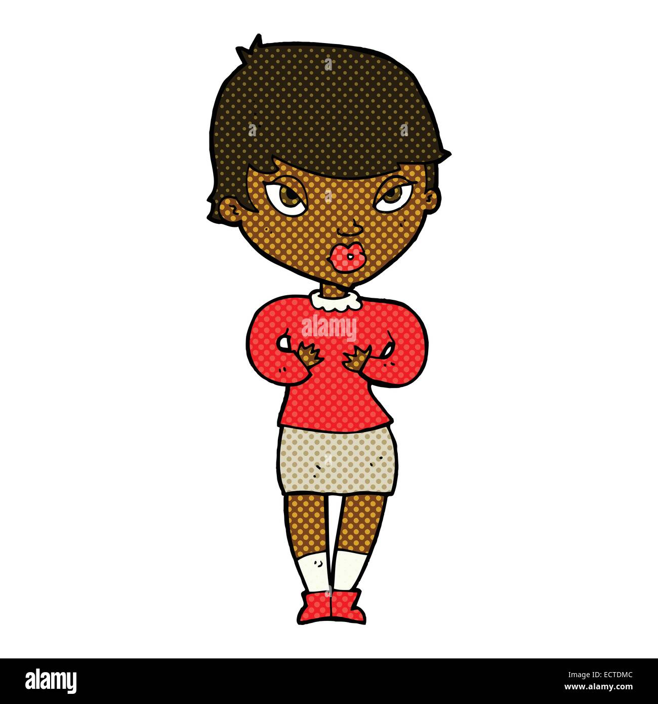 retro comic book style cartoon woman gesturing at self Stock Vector ...