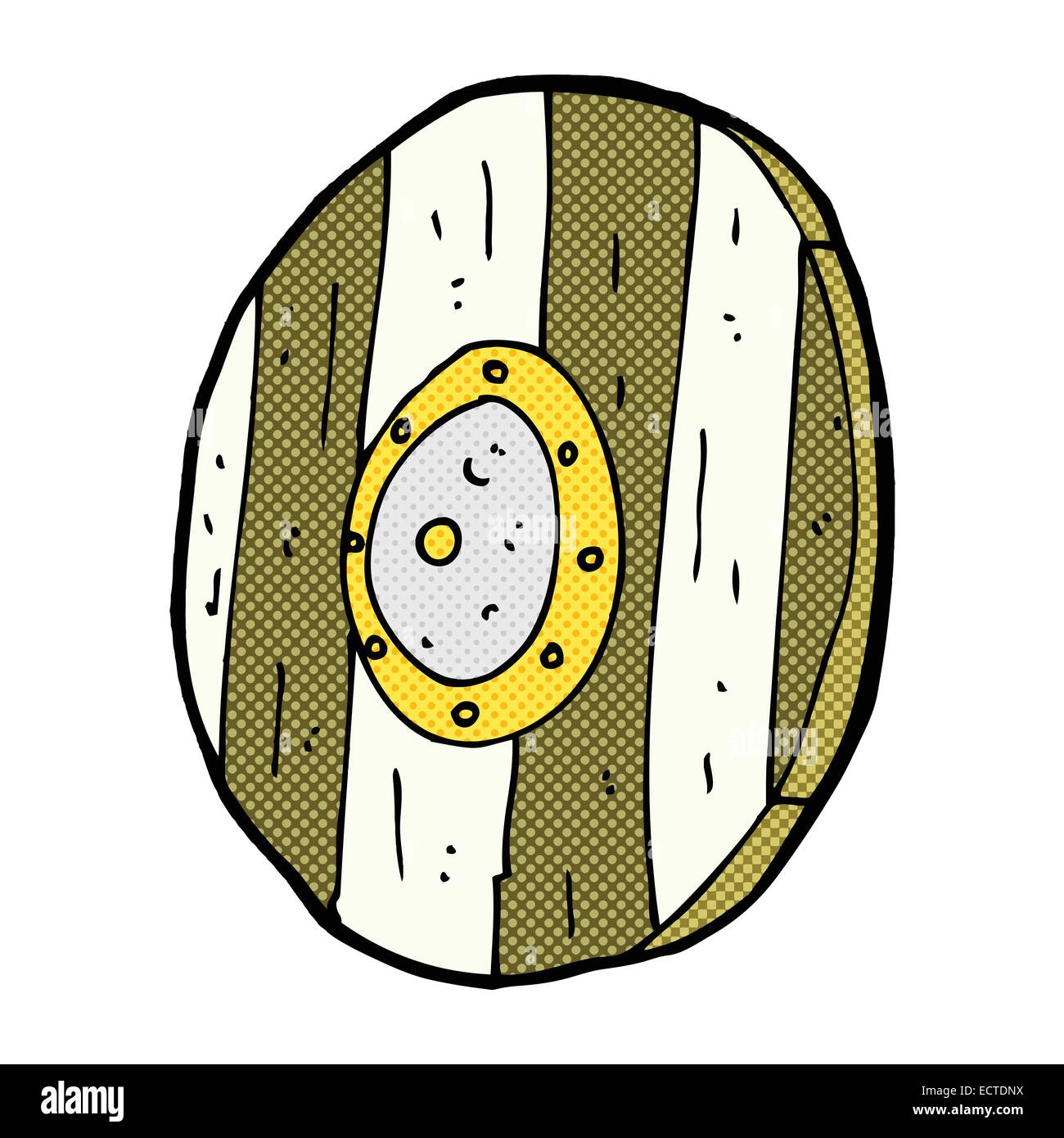 retro comic book style cartoon wooden shield Stock Vector Image & Art ...