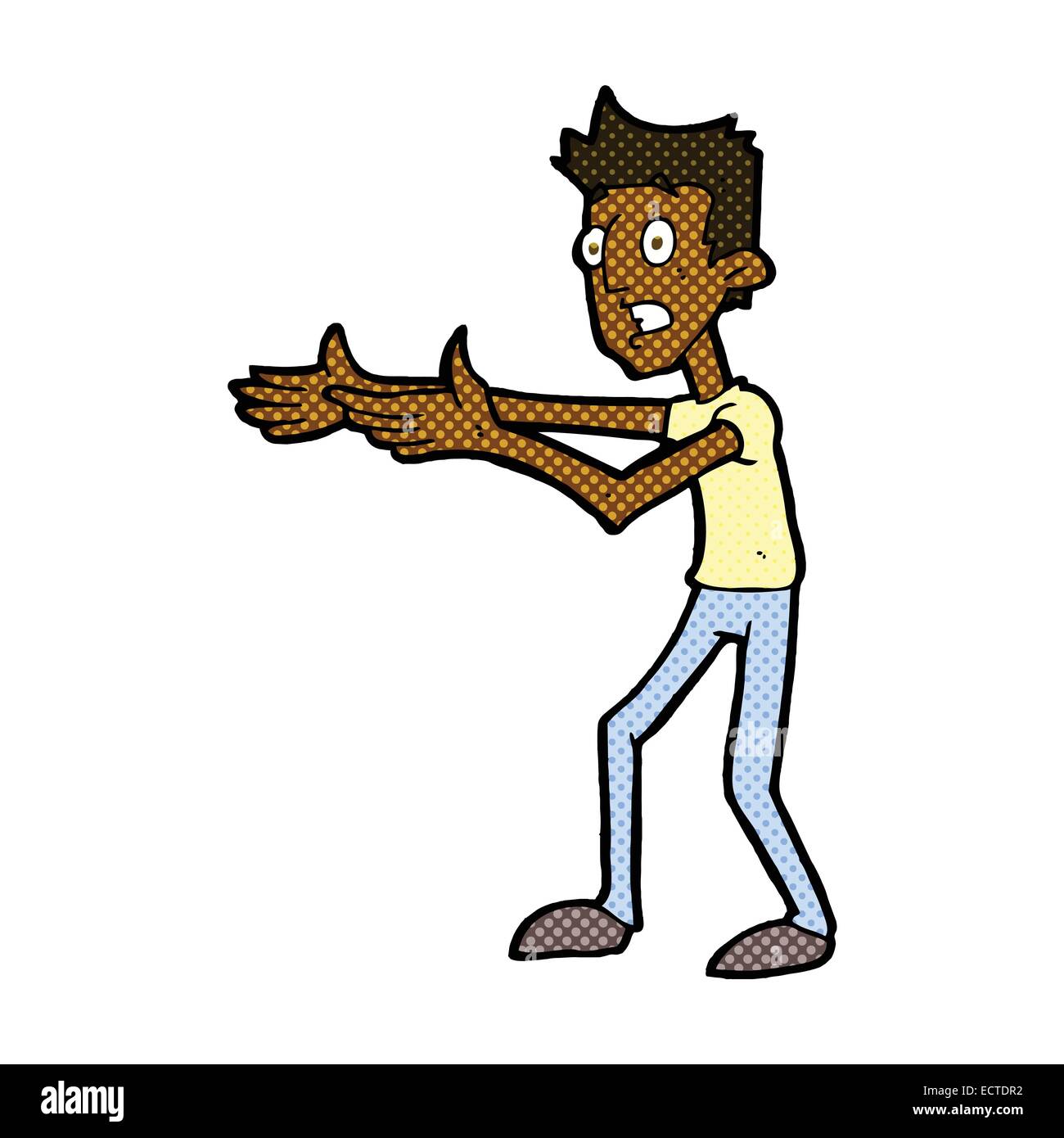 retro comic book style cartoon man desperately explaining Stock Vector ...