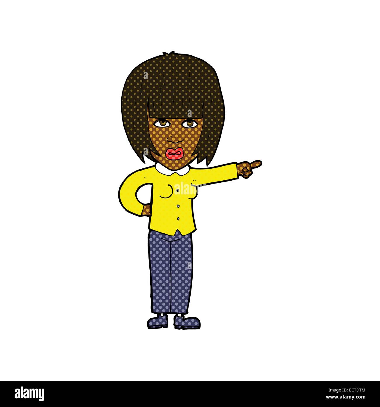 retro comic book style cartoon pointing annoyed woman Stock Vector ...
