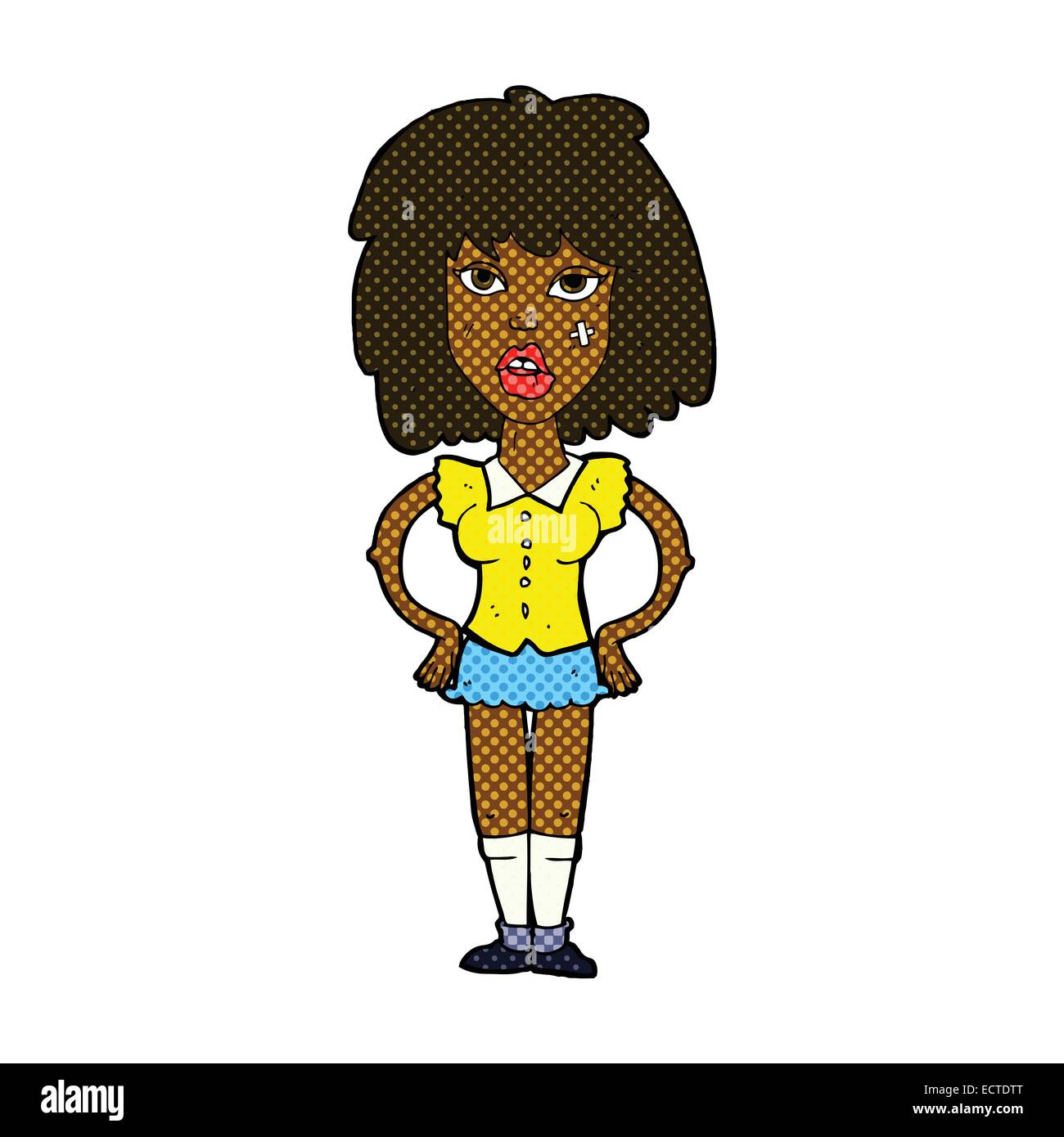 retro comic book style cartoon woman been in fight Stock Vector Image ...
