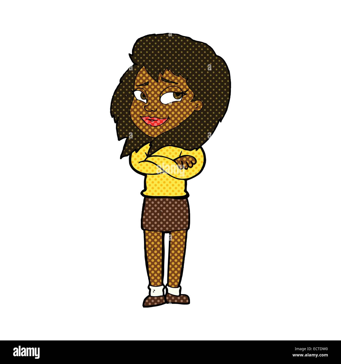 retro comic book style cartoon woman with crossed arms Stock Vector ...