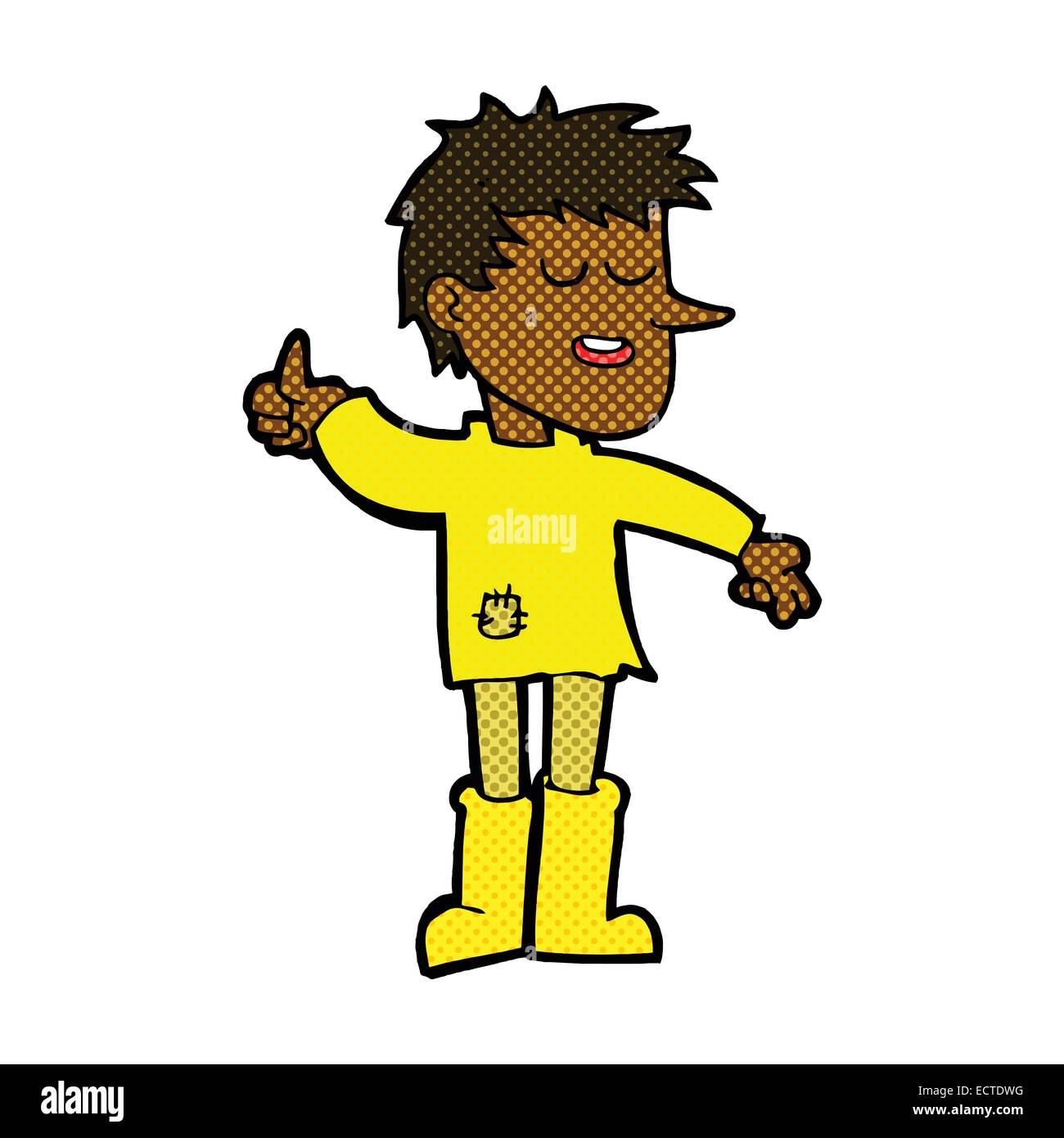 retro comic book style cartoon poor boy with positive attitude Stock ...