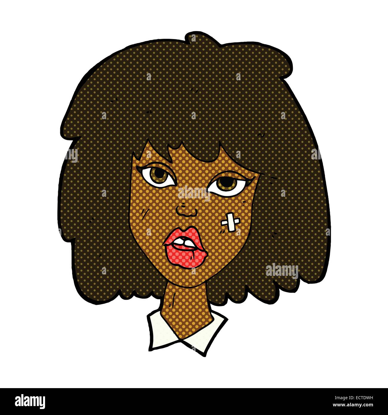 retro comic book style cartoon woman with bruised face Stock Vector ...