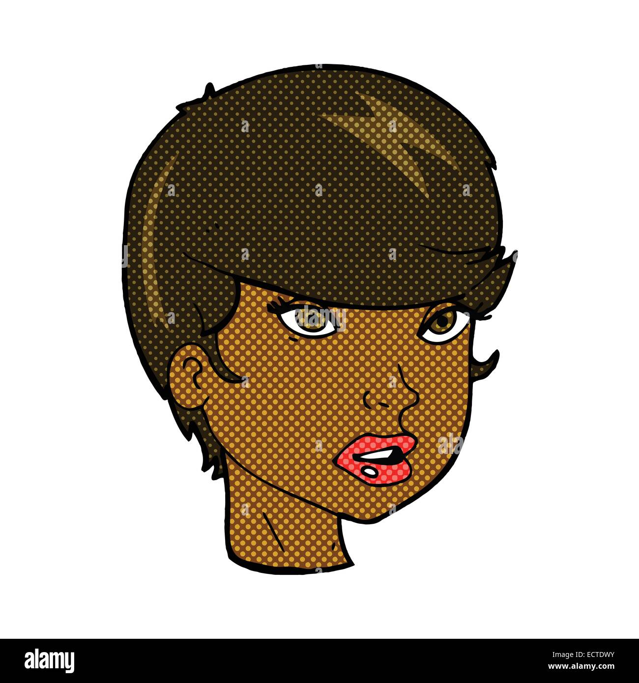 retro comic book style cartoon pretty female face Stock Vector Image ...