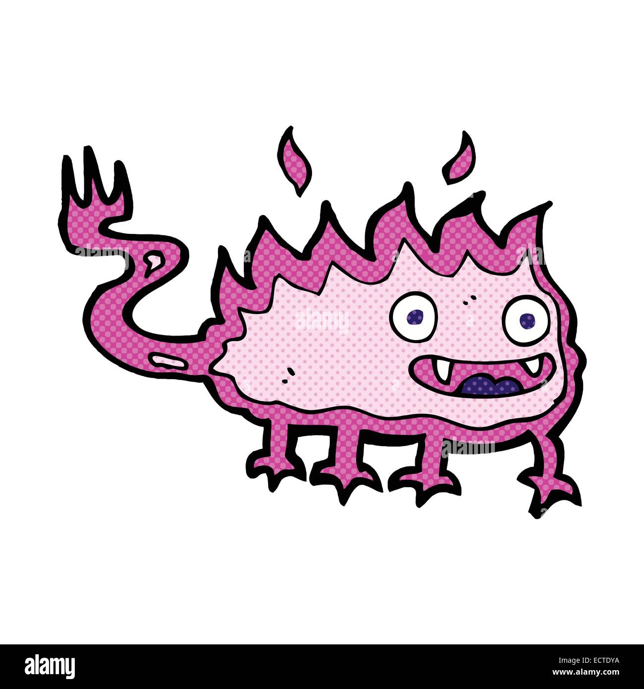 retro comic book style cartoon little fire demon Stock Vector Image ...