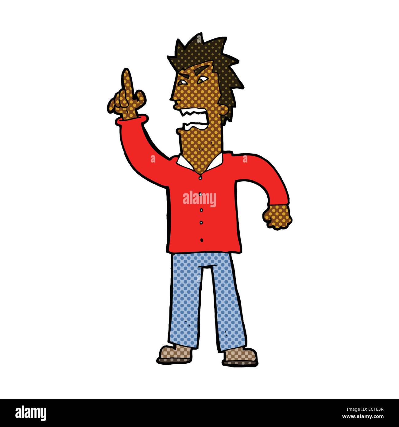 retro comic book style cartoon angry man making point Stock Vector ...