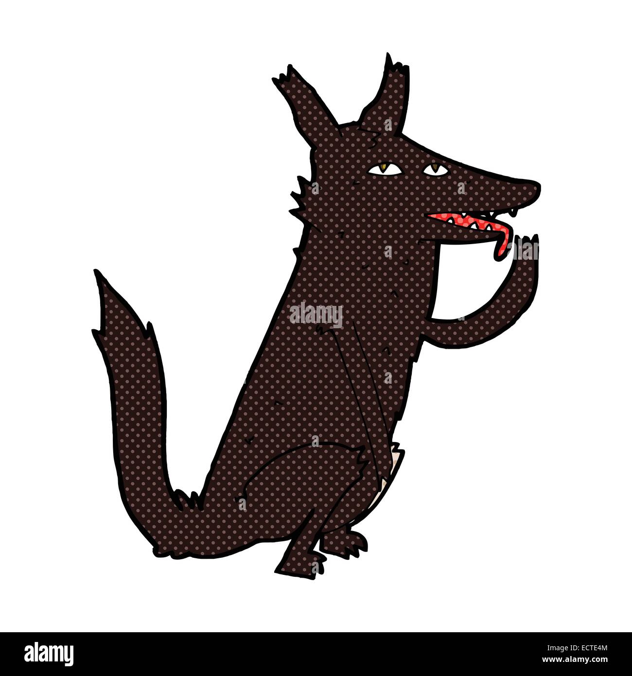 retro comic book style cartoon wolf licking paw Stock Vector Image ...