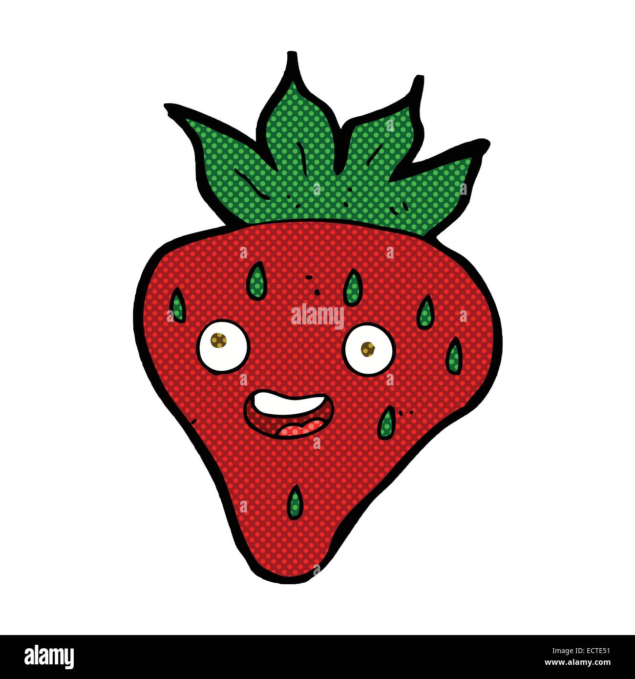 retro comic book style cartoon happy strawberry Stock Vector Image ...