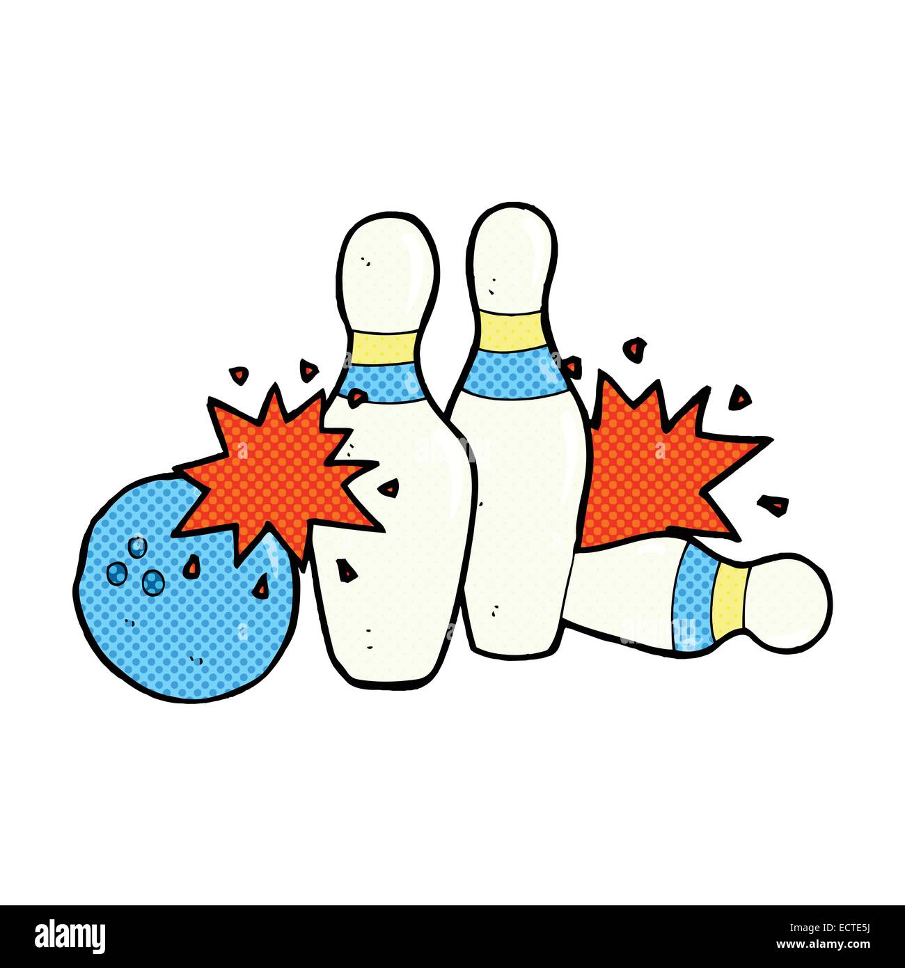 retro comic book style cartoon bowling ball and skittles Stock Vector ...