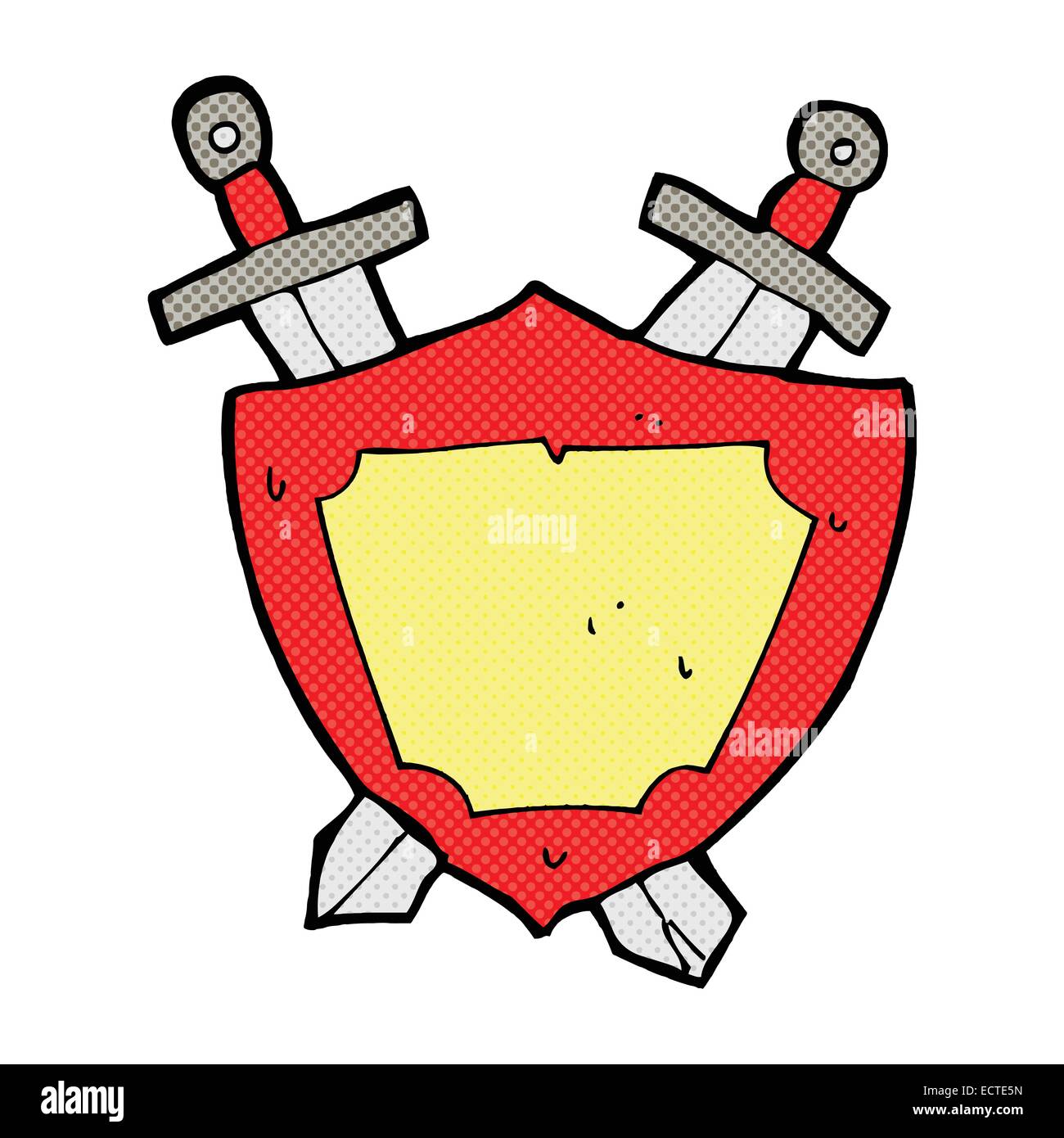 retro comic book style cartoon shield and swords Stock Vector Image ...