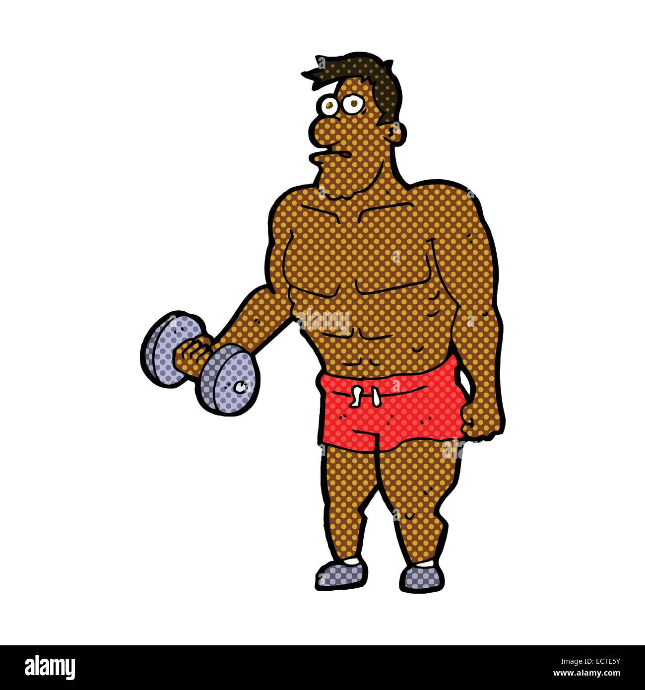 retro comic book style cartoon man lifting weights Stock Vector Image ...