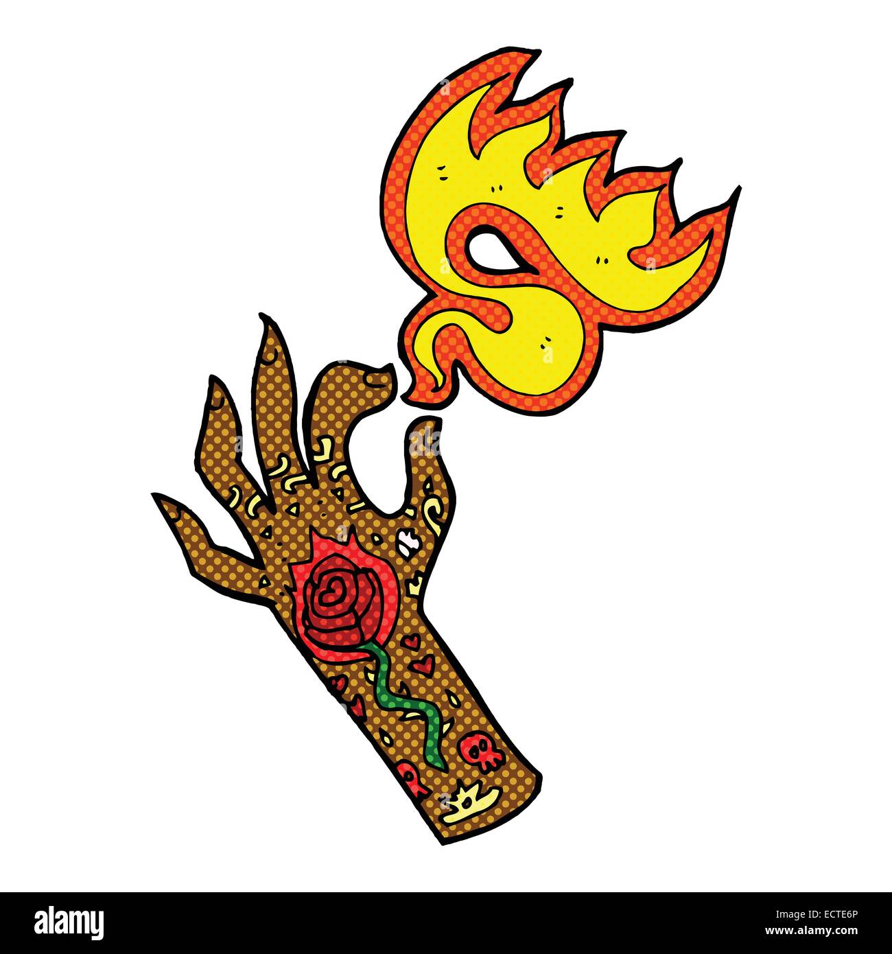 retro comic book style cartoon tattoo hand symbol Stock Vector Image ...