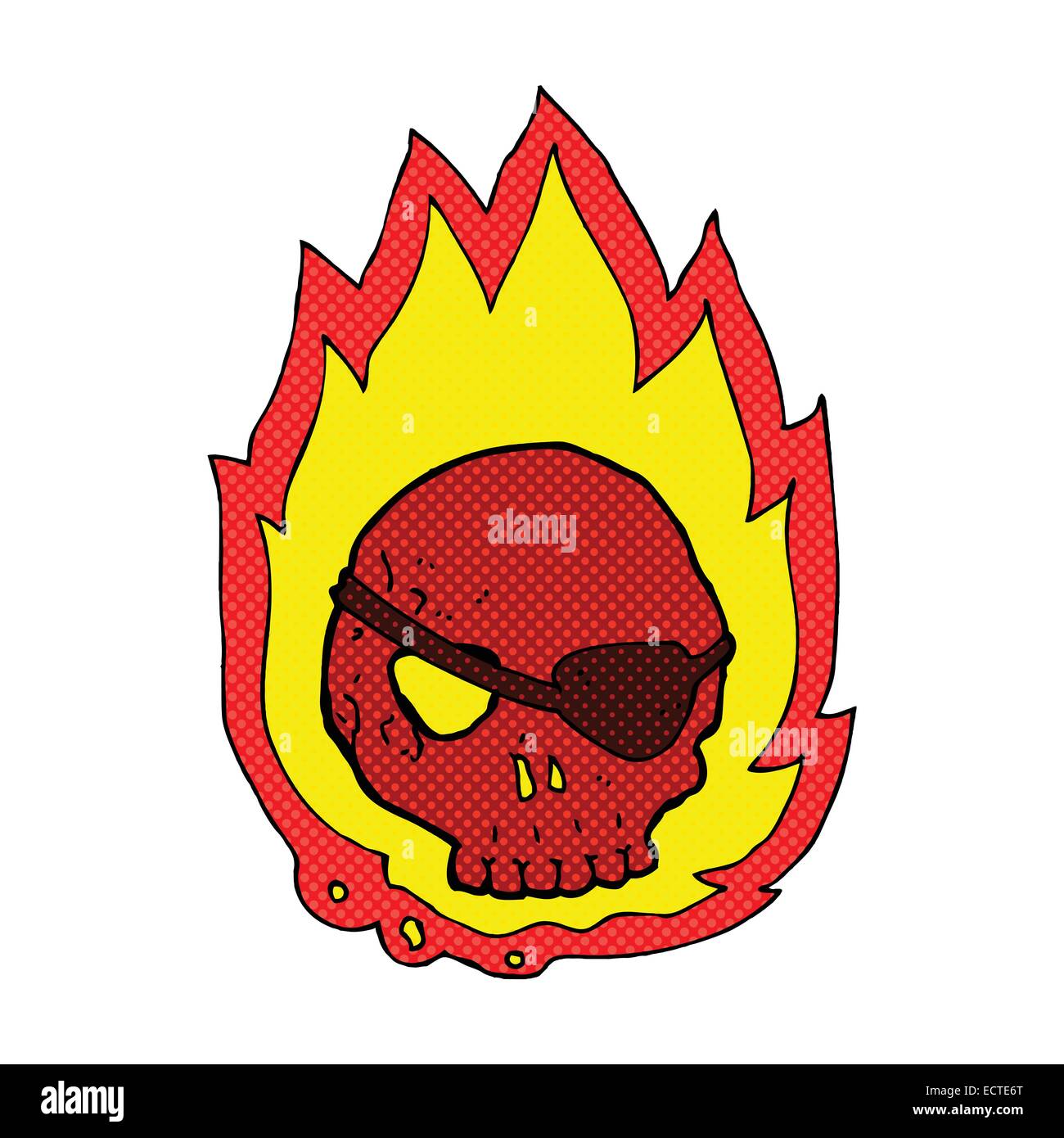 retro comic book style cartoon burning skull Stock Vector Image & Art ...