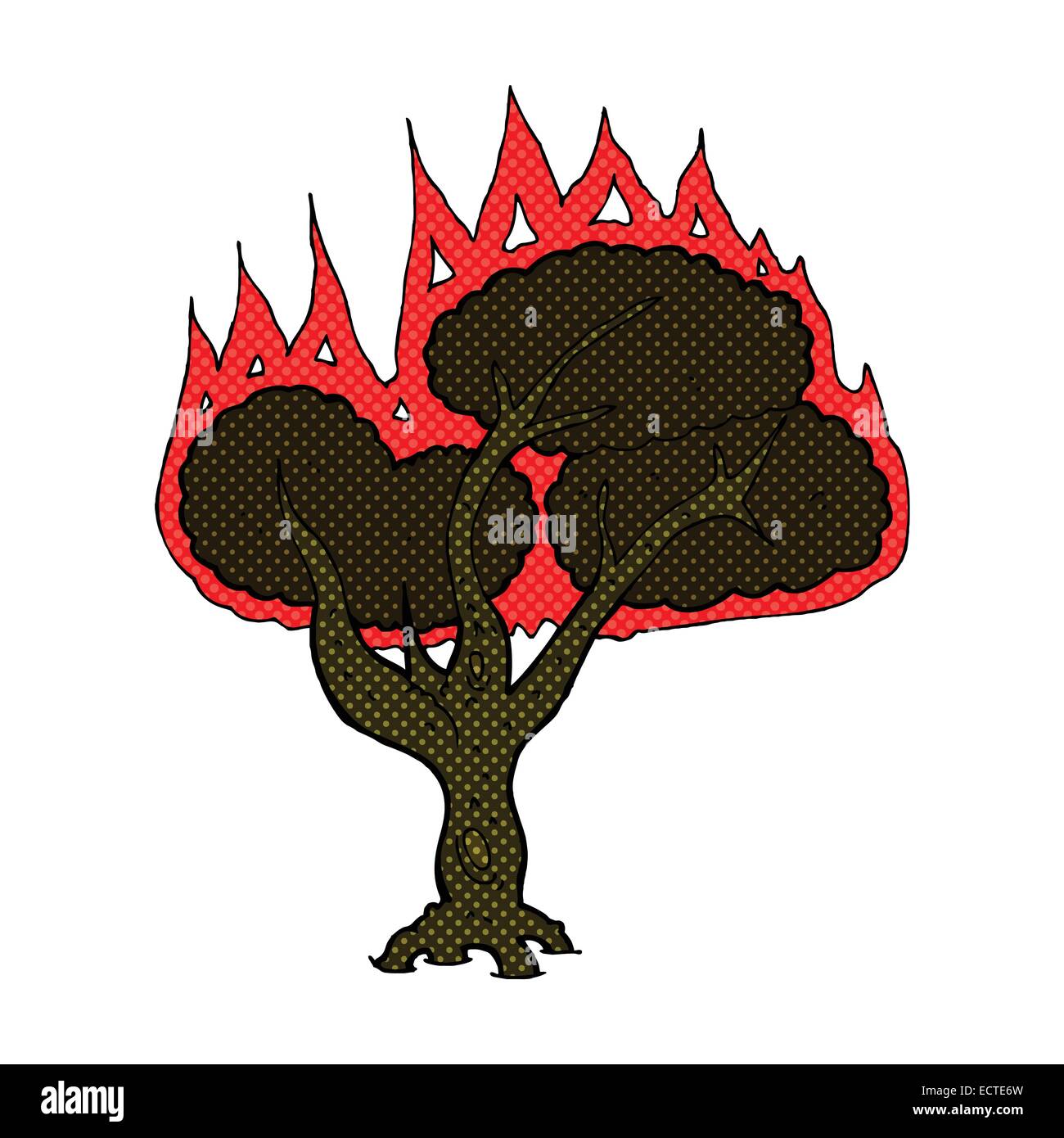 retro comic book style cartoon burning tree Stock Vector Image & Art ...