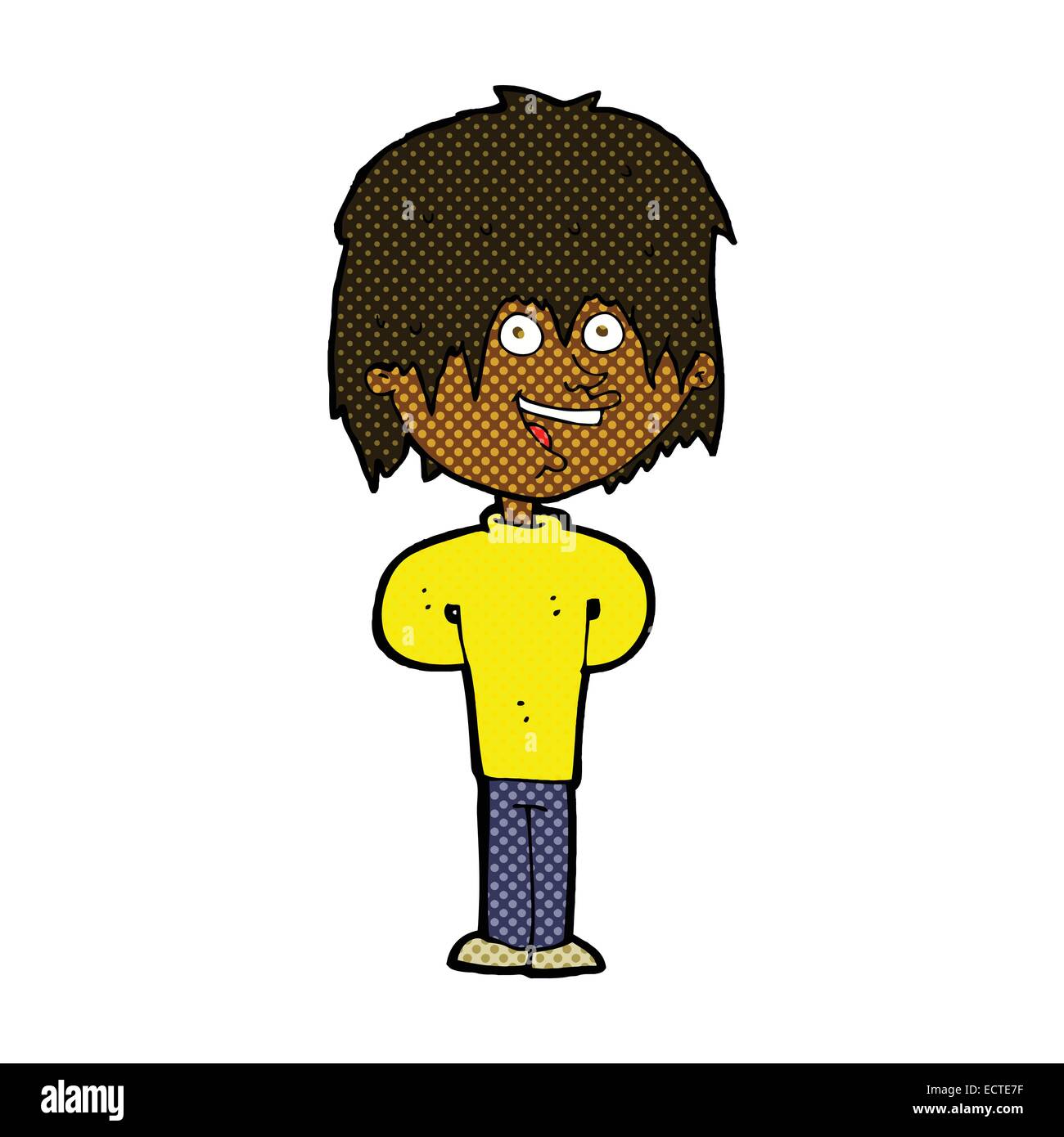 retro comic book style cartoon happy scruffy boy Stock Vector Image ...