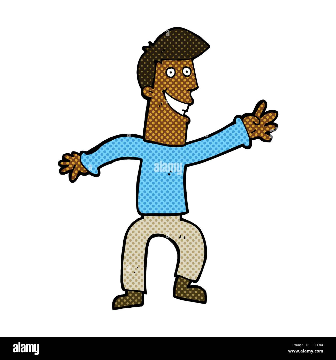 retro comic book style cartoon happy man dancing Stock Vector Image ...