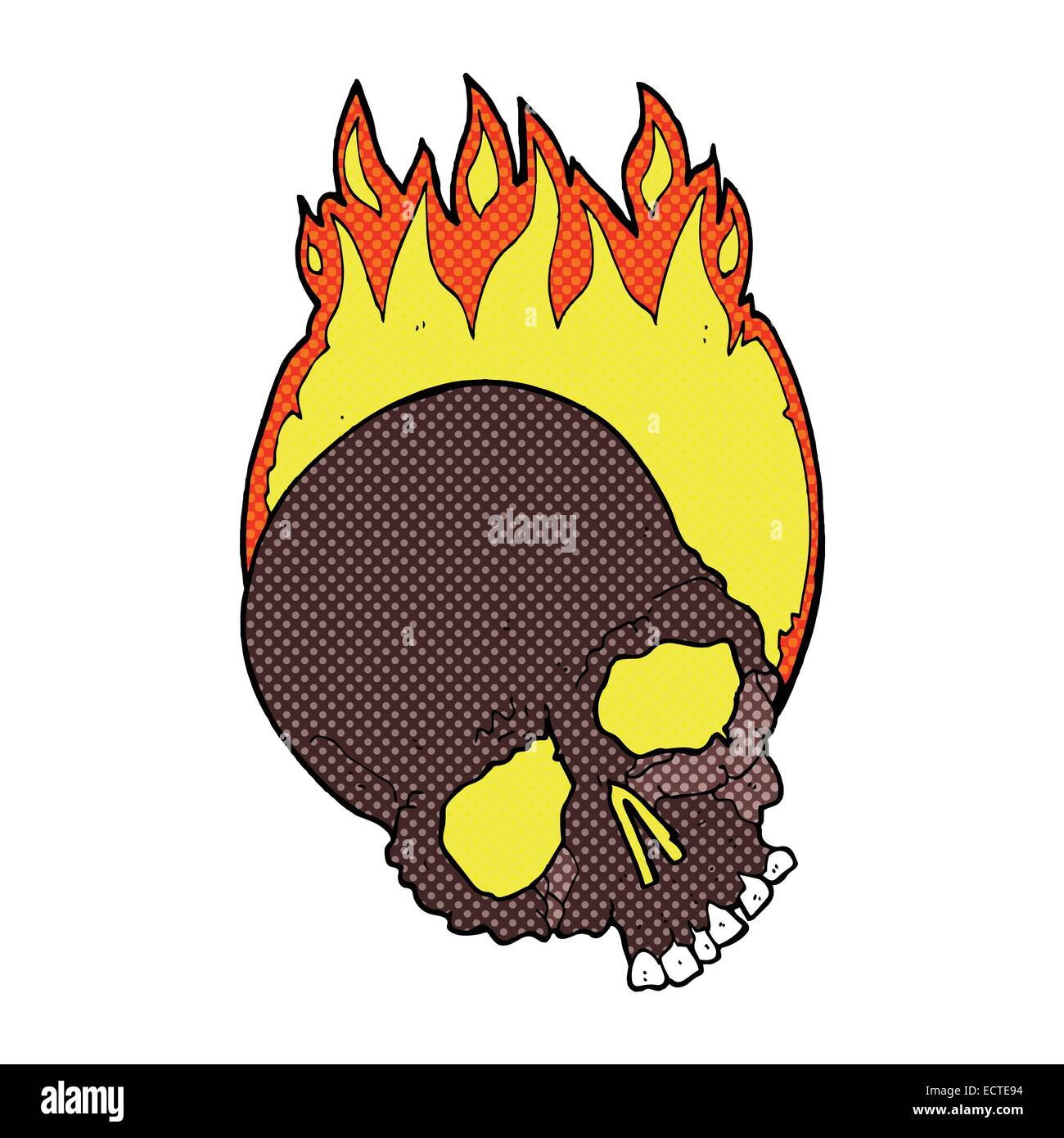 retro comic book style cartoon burning skull Stock Vector Image & Art ...