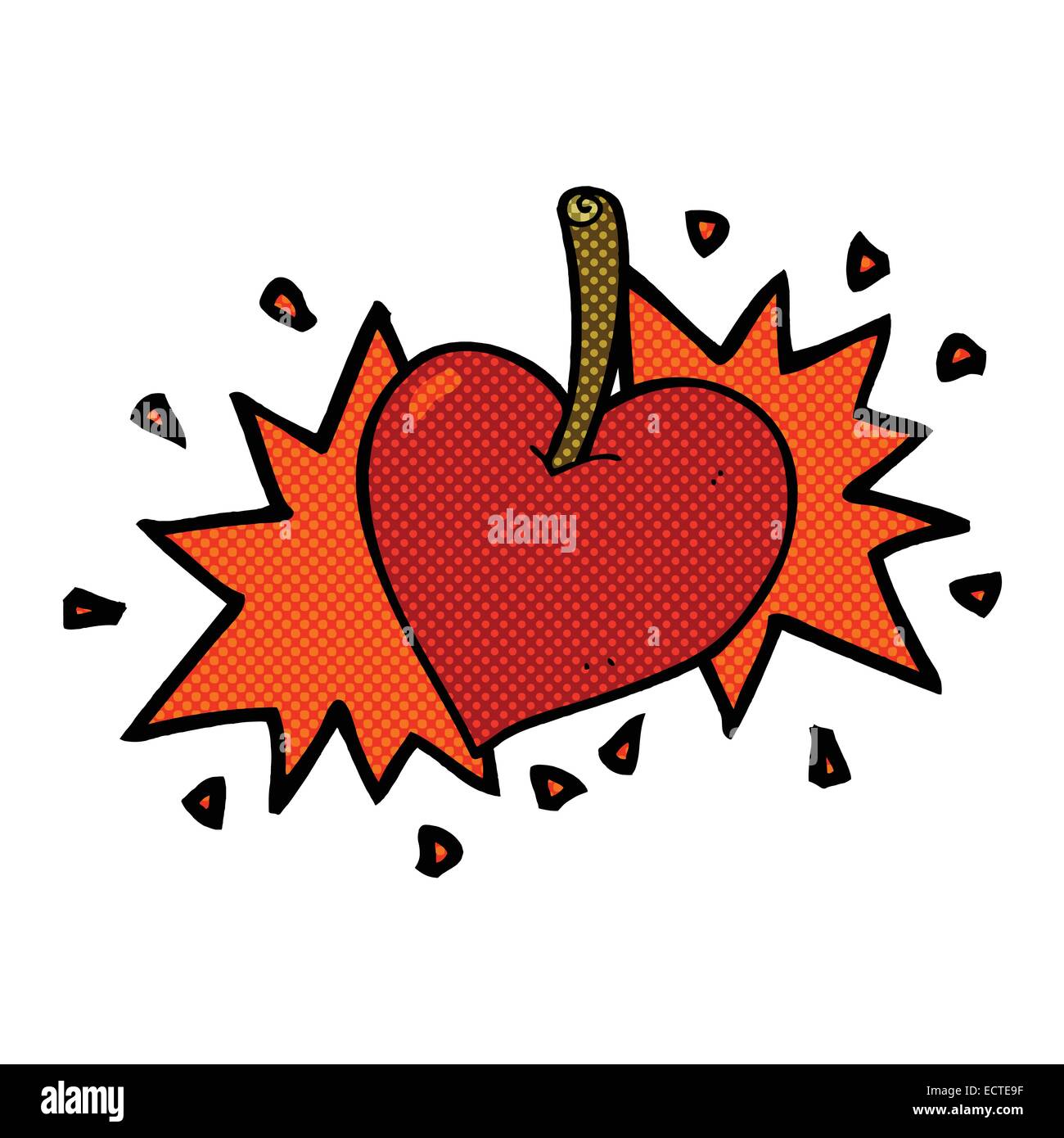 retro comic book style cartoon love heart cherry Stock Vector Image ...