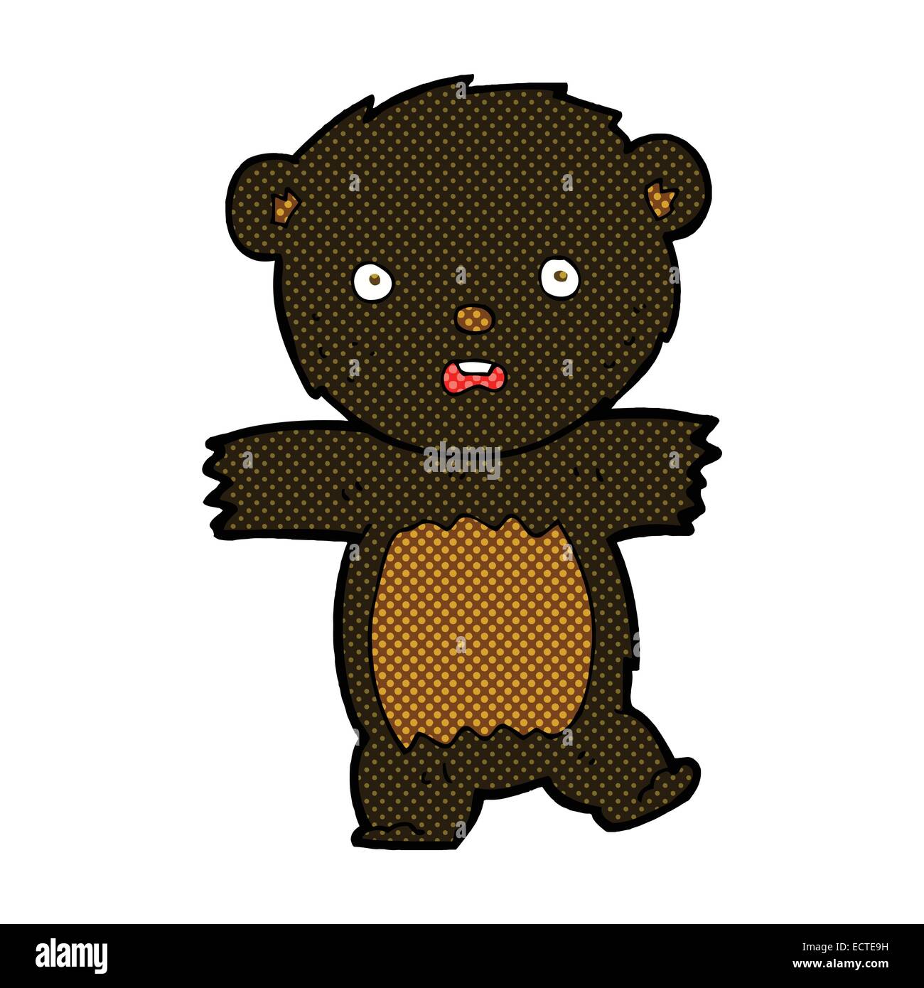 retro comic book style cartoon shocked black bear cub Stock Vector ...