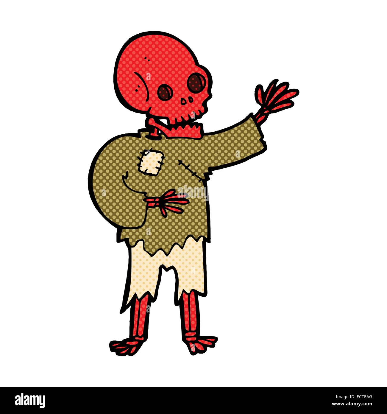 retro comic book style cartoon skeleton waving Stock Vector Image & Art ...