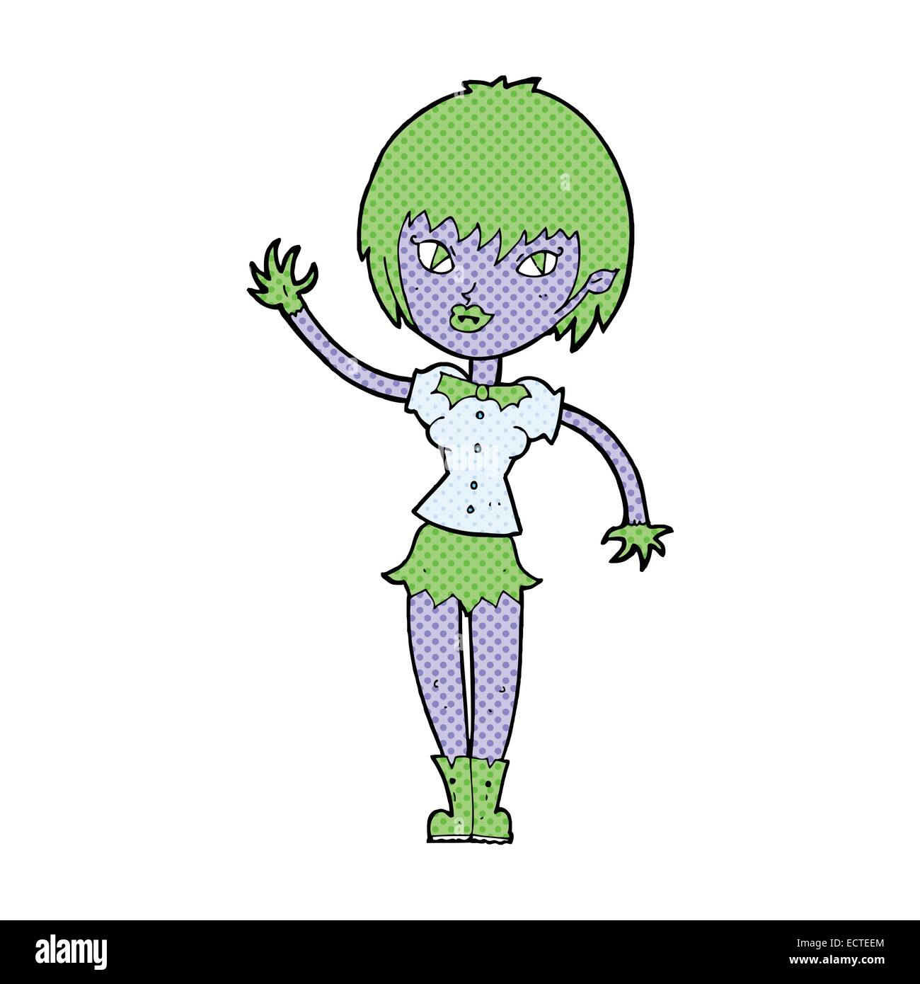 retro comic book style cartoon vampire girl Stock Vector Image & Art ...