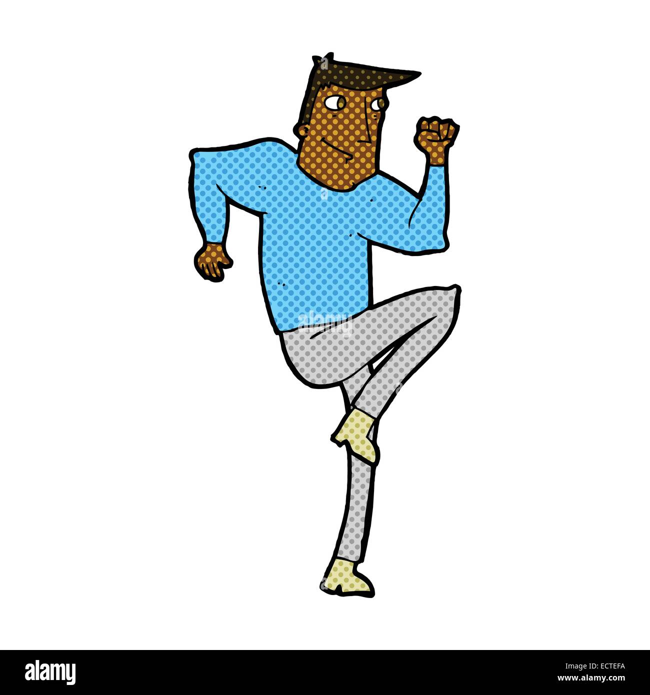 retro comic book style cartoon man jogging on spot Stock Vector Image ...