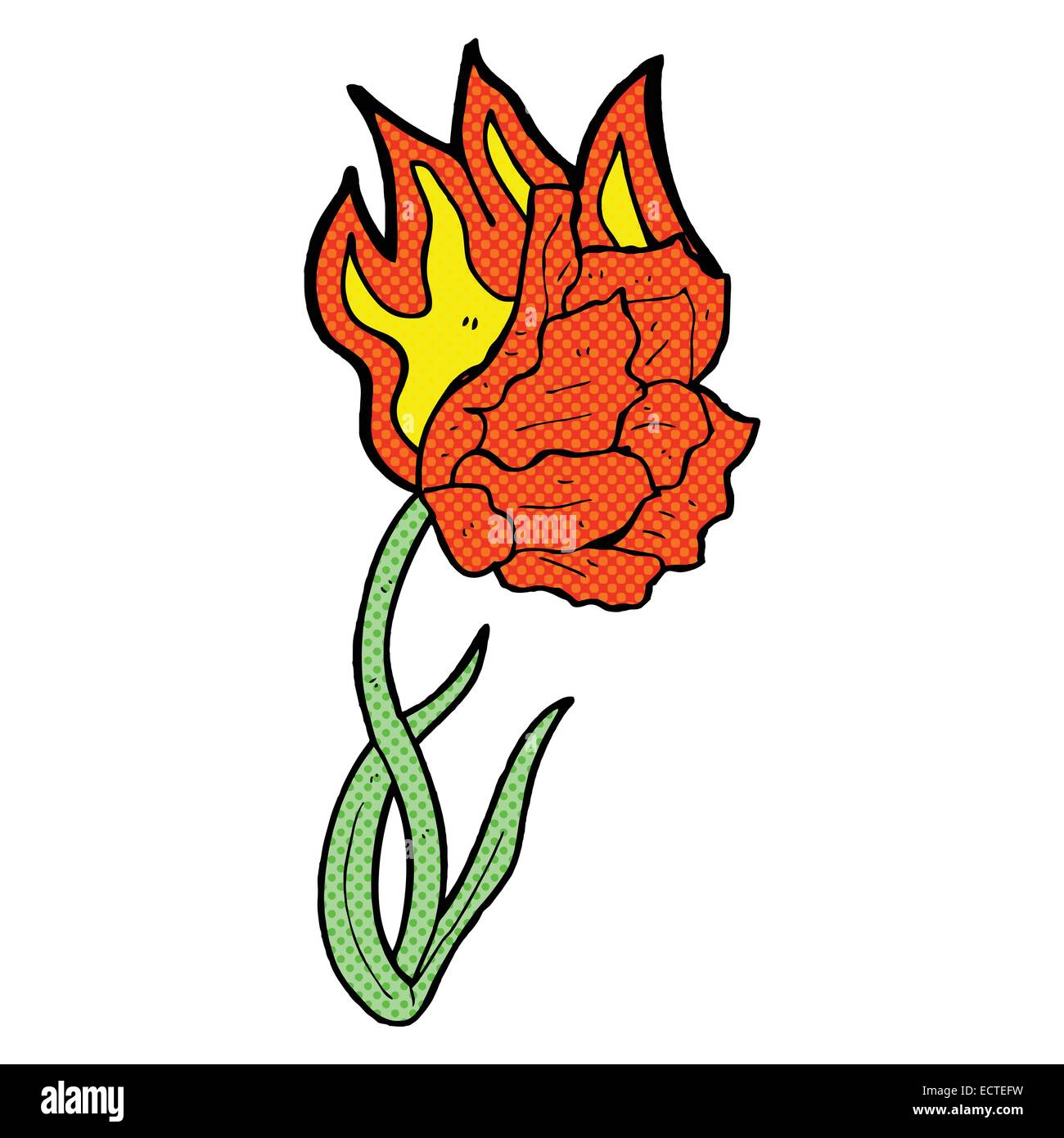 retro comic book style cartoon flaming flower Stock Vector Image & Art ...
