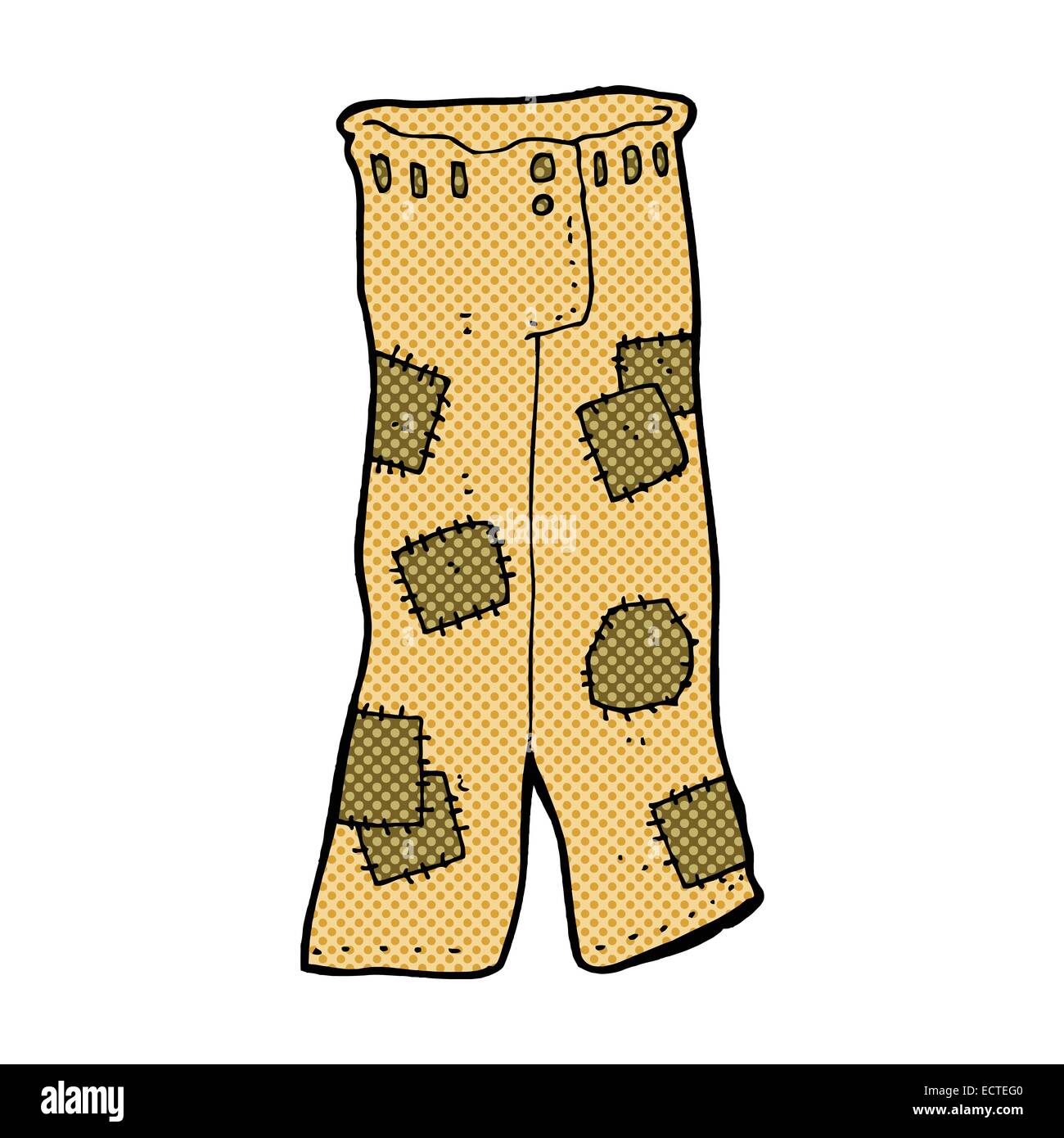 retro comic book style cartoon patched old pants Stock Vector Image ...