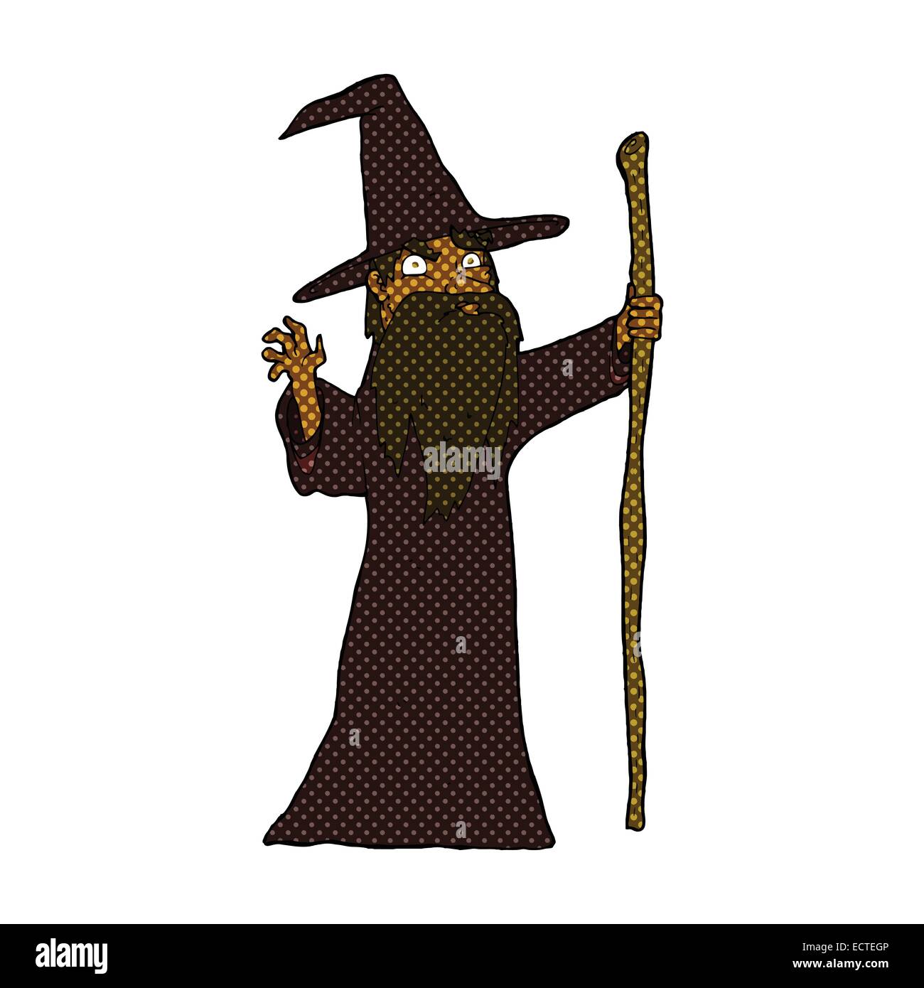 retro comic book style cartoon spooky wizard Stock Vector Image & Art ...