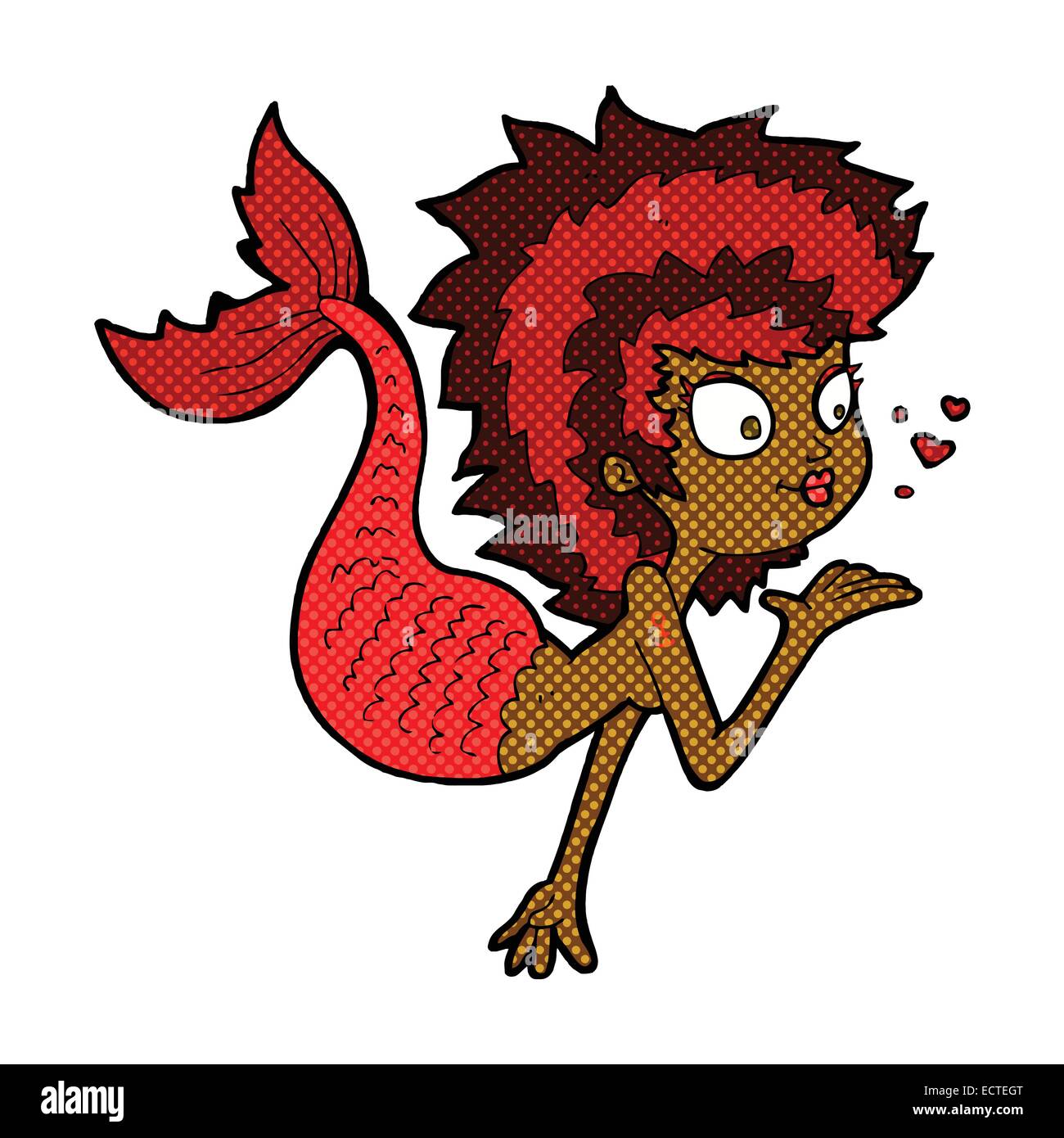 retro comic book style cartoon mermaid blowing a kiss Stock Vector ...