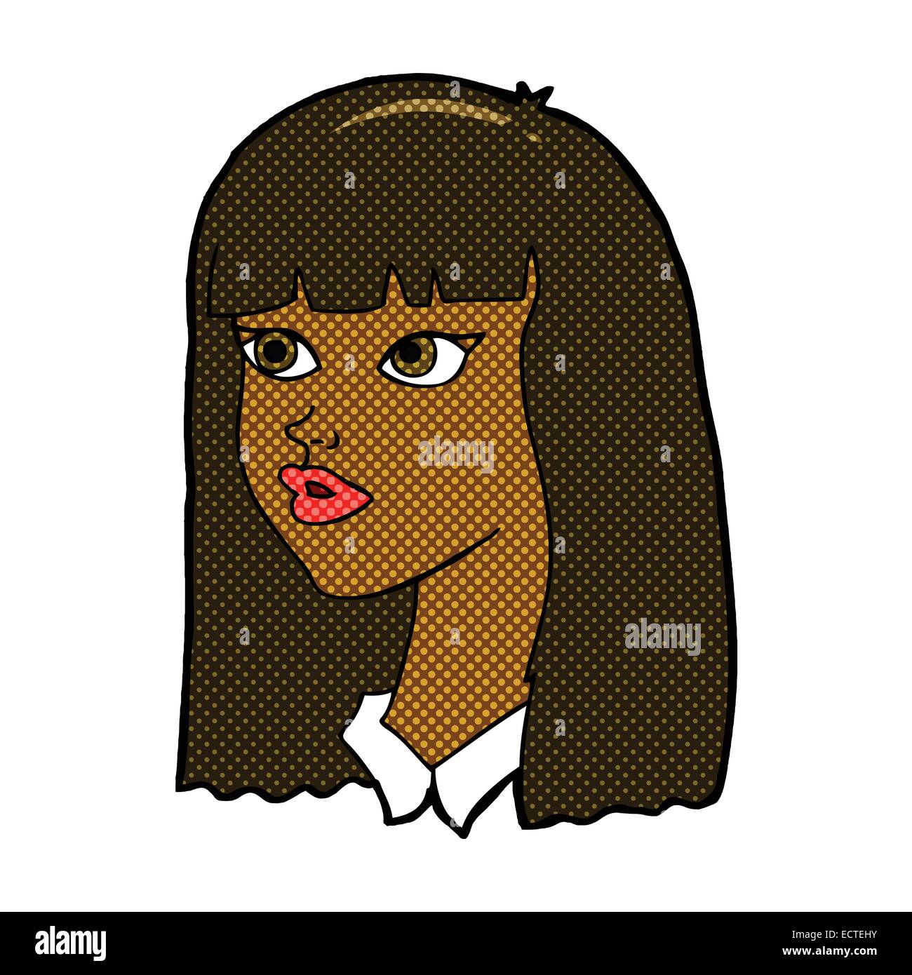 retro comic book style cartoon pretty girl with long hair Stock Vector ...