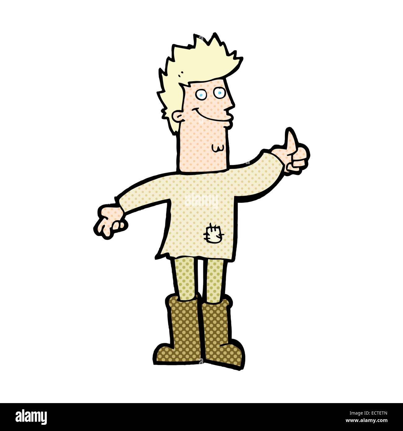 retro comic book style cartoon positive thinking man in rags Stock ...