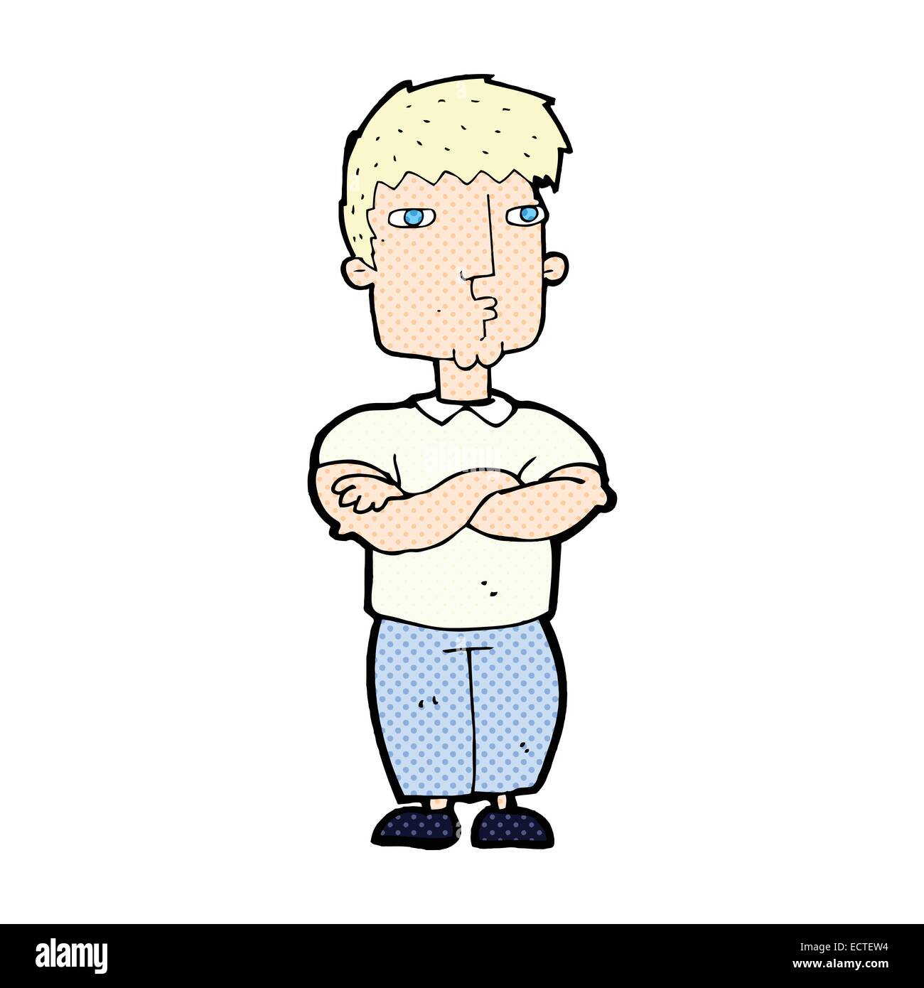 retro comic book style cartoon man with crossed arms Stock Vector Image ...