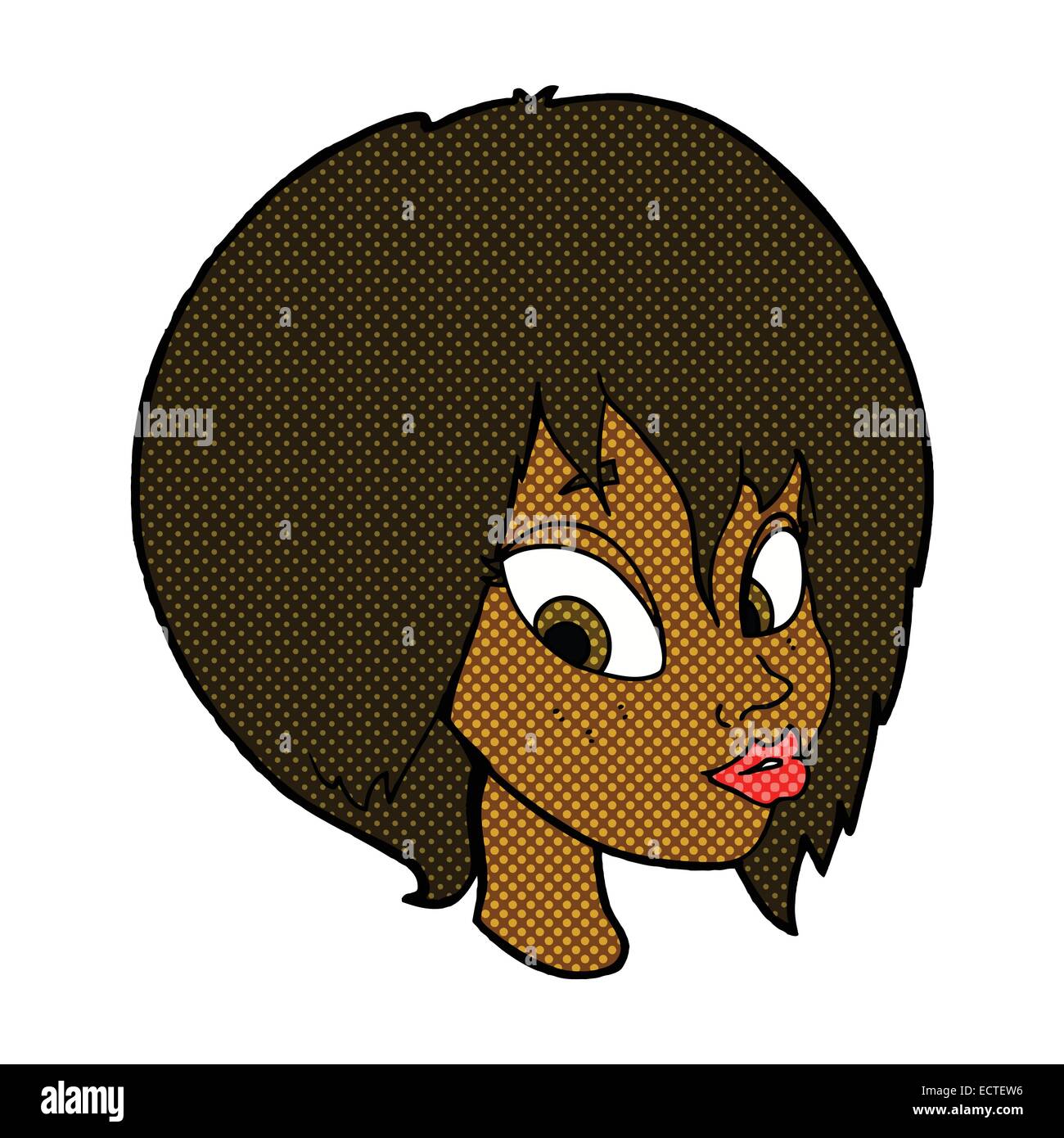 retro comic book style cartoon pretty female face pouting Stock Vector ...