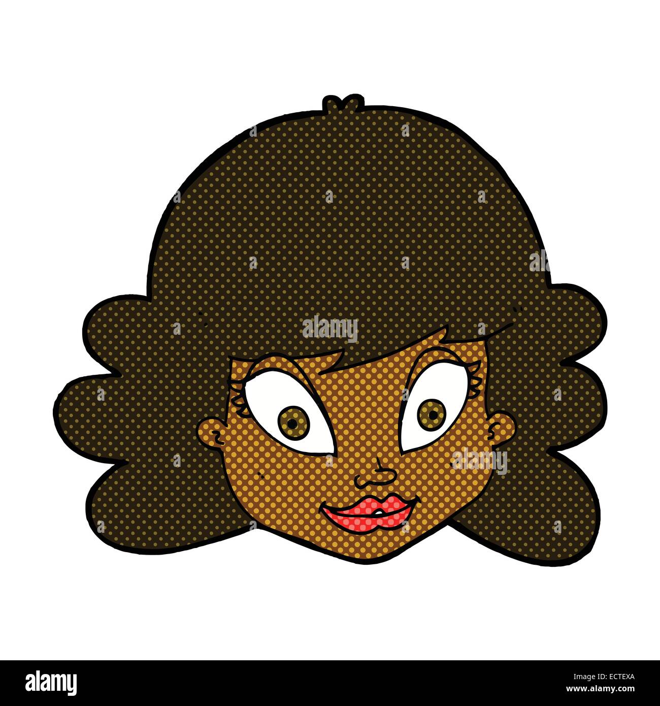 retro comic book style cartoon happy female face Stock Vector Image ...