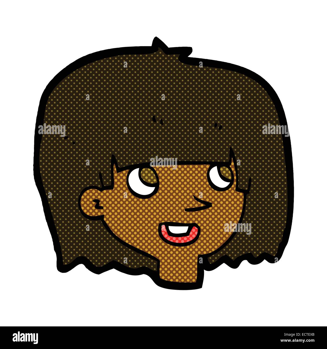 retro comic book style cartoon happy female face Stock Vector Image ...