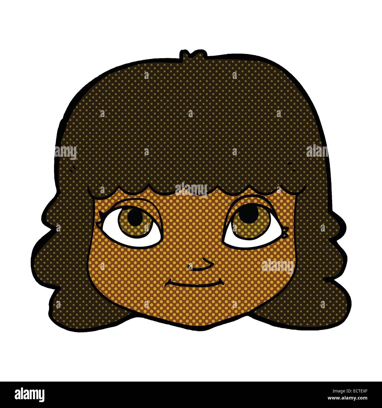 retro comic book style cartoon happy female face Stock Vector Image ...