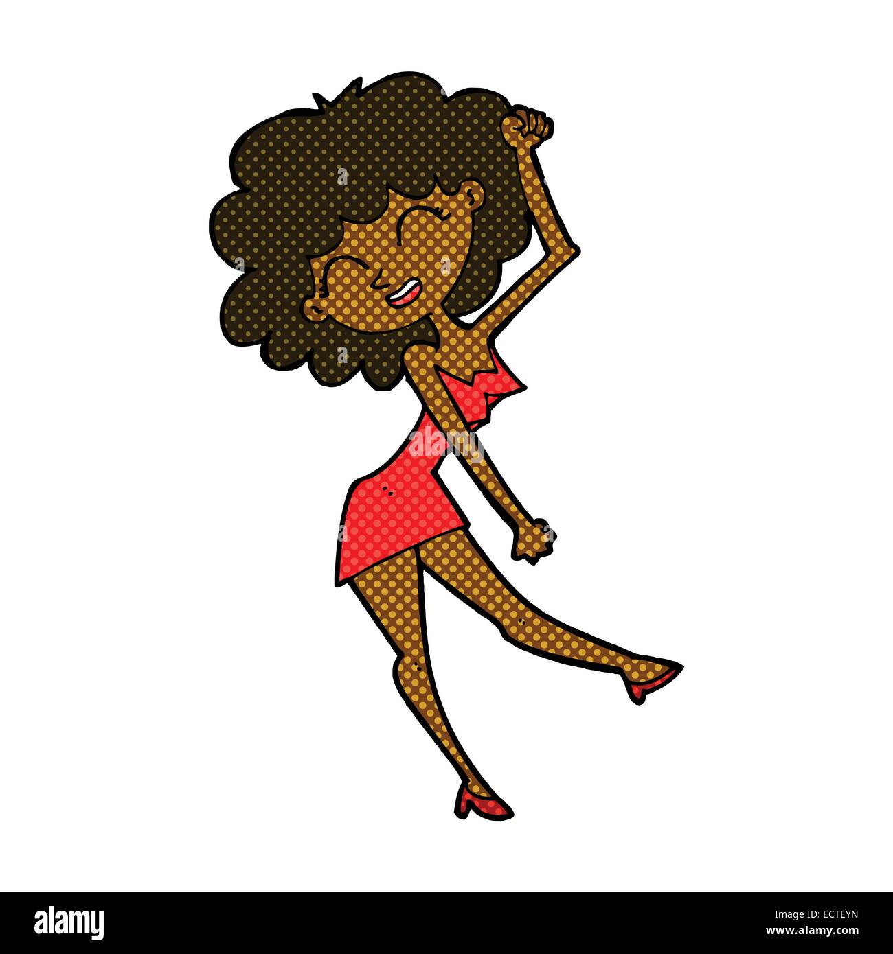 retro comic book style cartoon dancing woman Stock Vector Image & Art ...