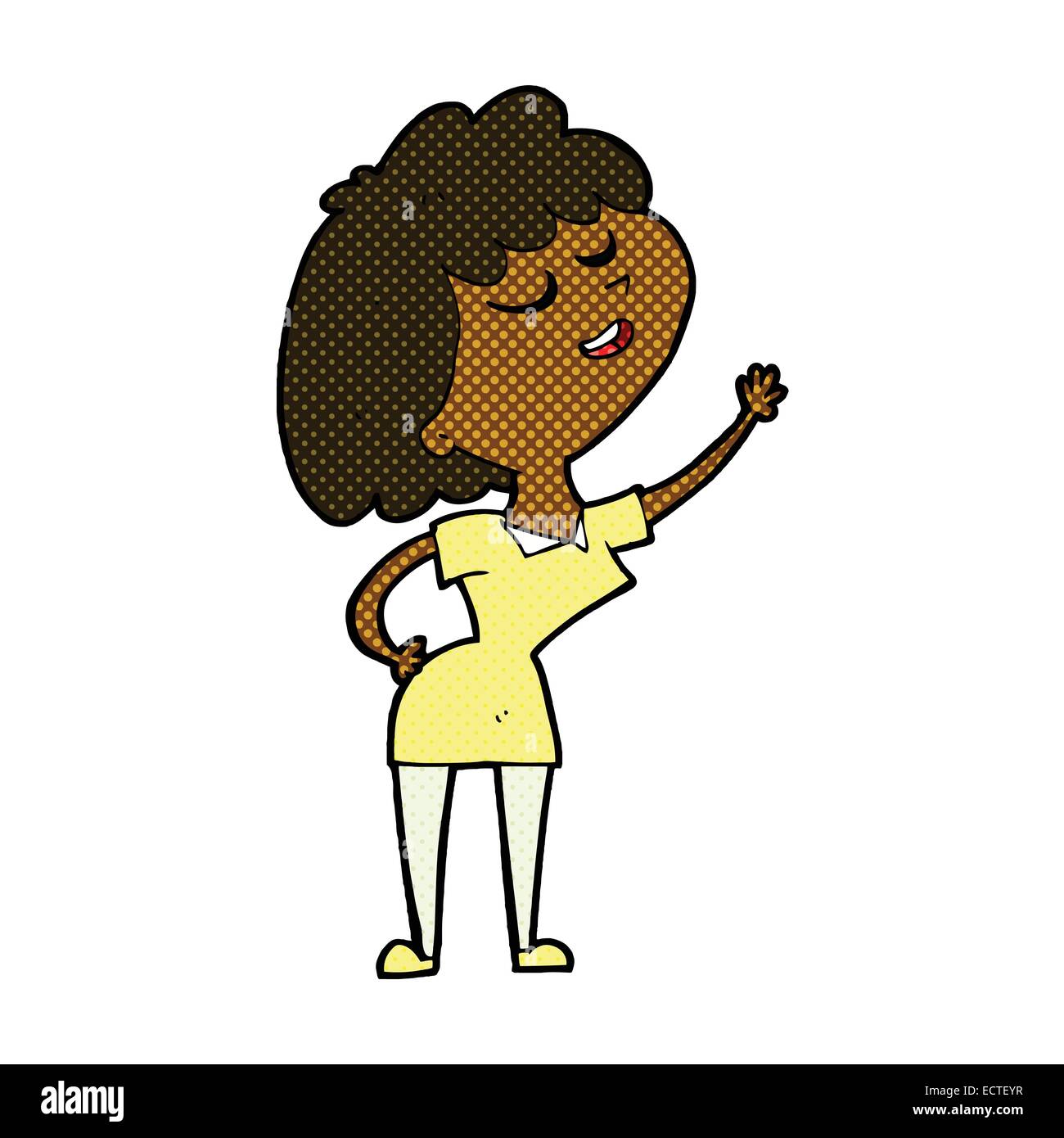 retro comic book style cartoon happy woman about to speak Stock Vector ...