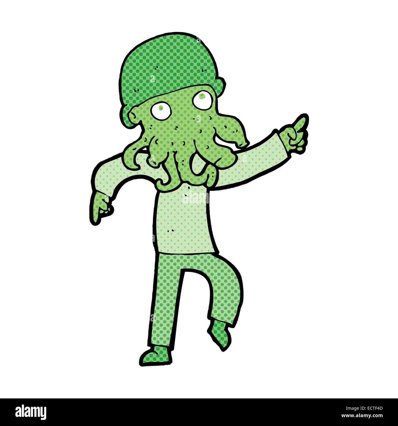 retro comic book style cartoon alien man dancing Stock Vector Image ...