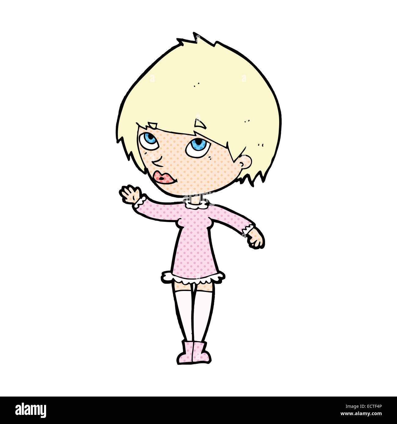 retro comic book style cartoon woman waving Stock Vector Image & Art ...