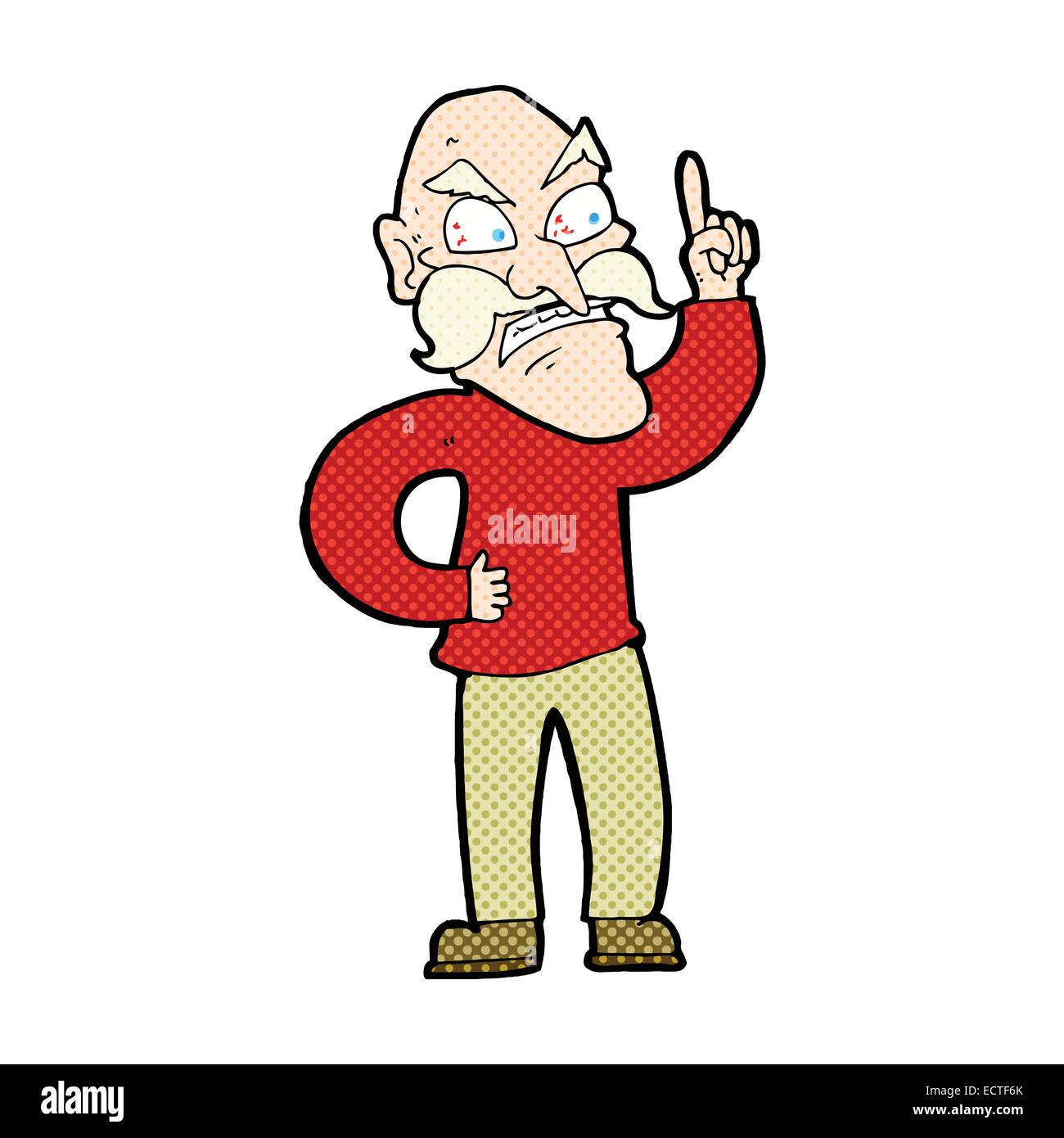 retro comic book style cartoon old man laying down rules Stock Vector ...