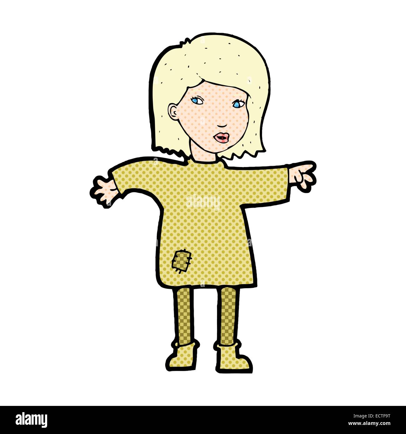 retro comic book style cartoon woman in patched clothing Stock Vector ...