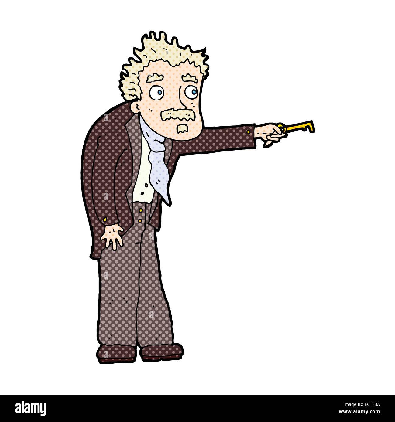 retro comic book style cartoon man trembling with key unlocking Stock ...