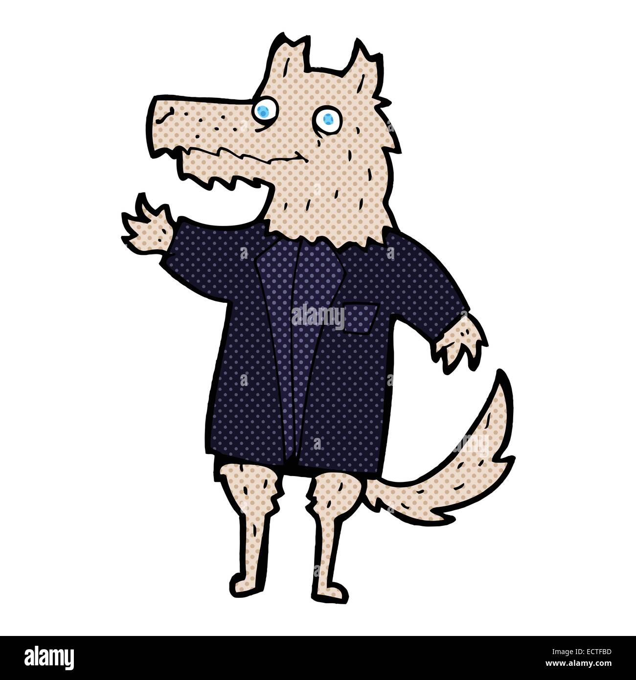 retro comic book style cartoon wolf businessman Stock Vector Image ...